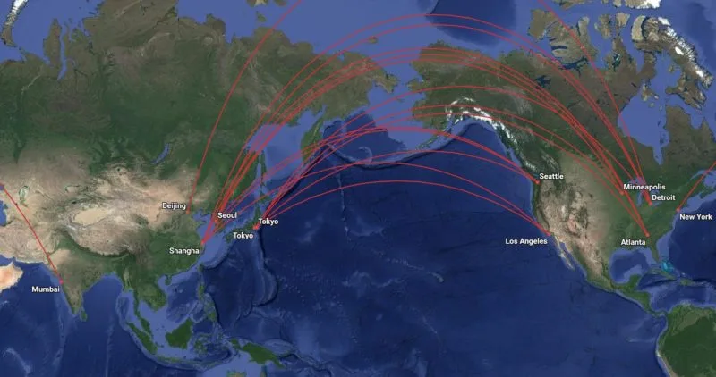 Delta Route Map Asia